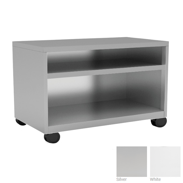 Mobile Low Steel Bookcase | In-Stock | Silver | White | Mobile Storage