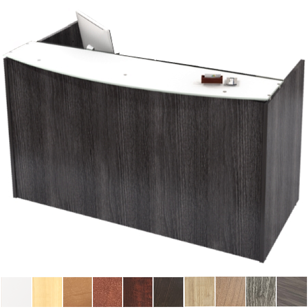 PL 6' White Glass Top Reception Desk | Reception Furniture