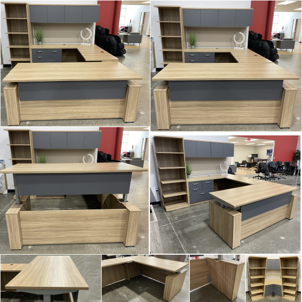 Deskmakers Ascend Standing Height Adjustable U-Desk Set