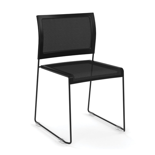 Armless Mesh Stacking Chair | Sled Base Painted Steel Frame | Dallas