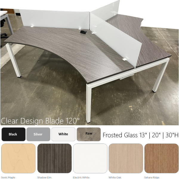 Blade 120° 8-Pod Modular Benching | 120° Workstations | 20"H Glass ...
