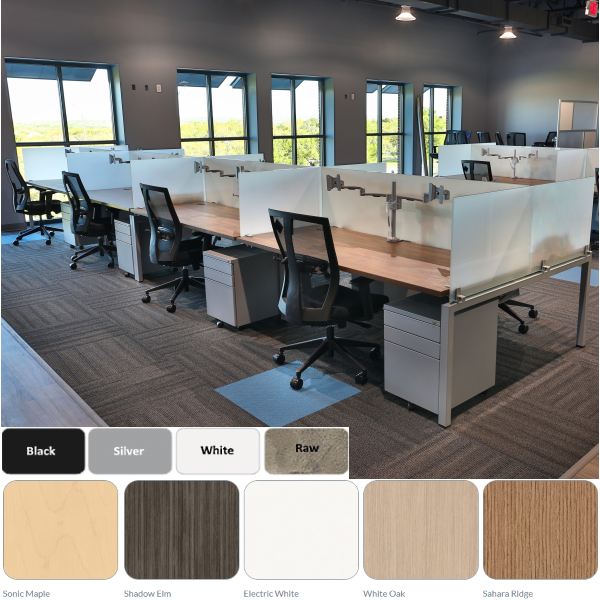 Blade 2x3 Modular Desks - 6-Person Privacy Glass Top Workstations ...