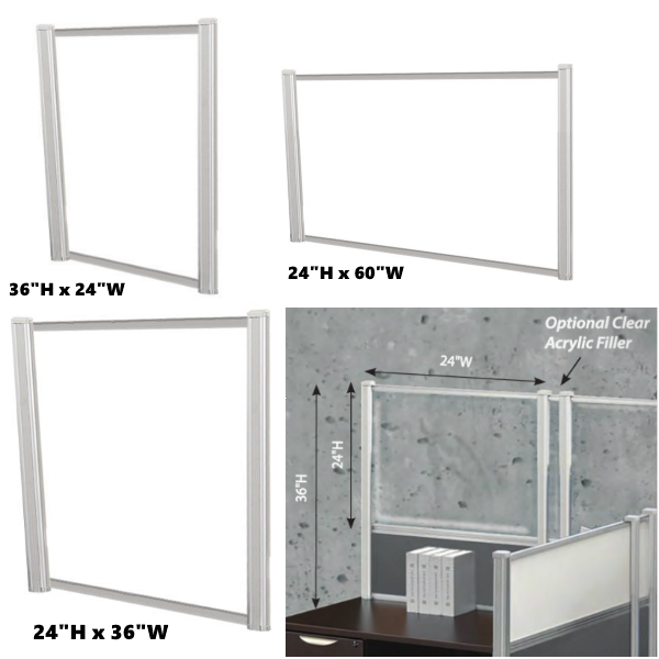 Borders Clear Acrylic Plexiglas Desk Screen | 66" | 71"W x 24"H