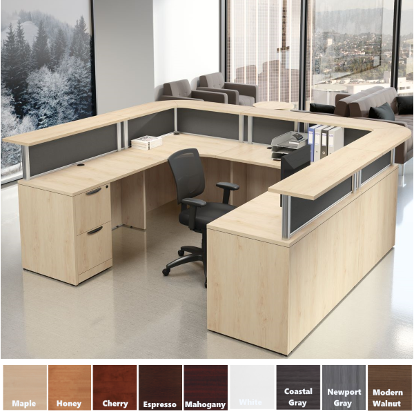 Borders Fabric Curved Reception U-Desk | Anderson & Worth Office Furniture