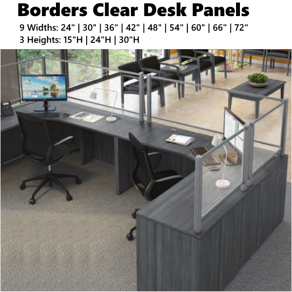 Borders 60"W x 24" Tall Clear Plexiglas Desk Transaction Shield