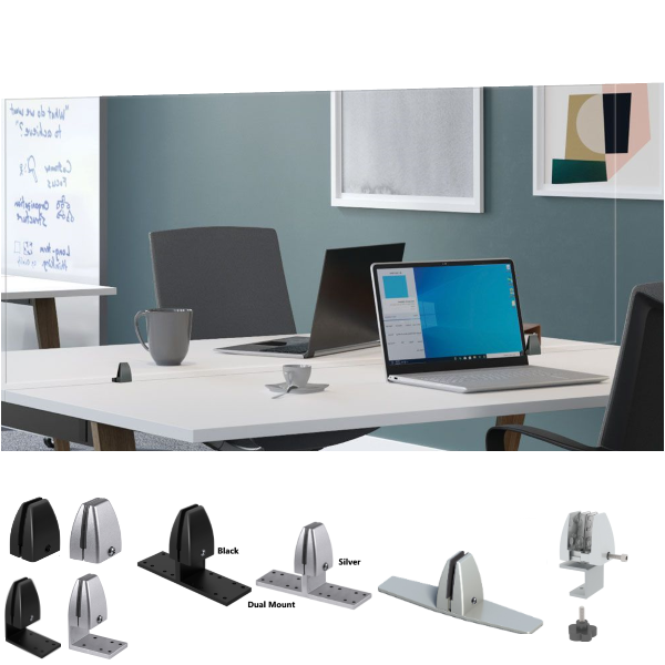 30" Tall Clear Plexiglas Desk Privacy Screen | 60"W | 66"W | 72"W