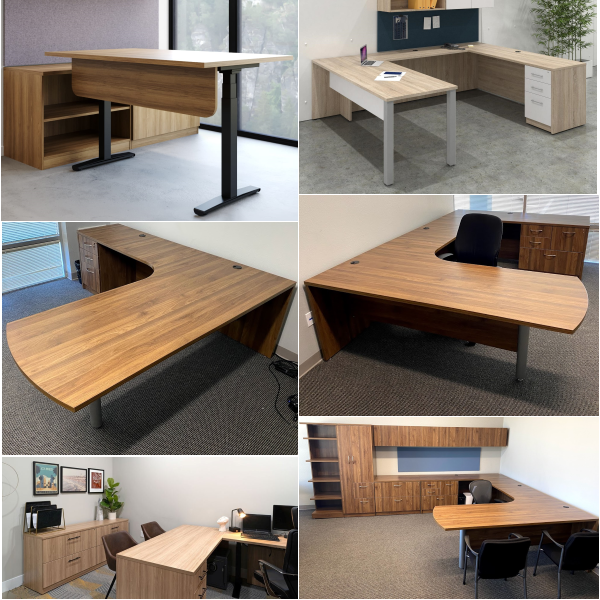 Private Office L-Shaped Desk & Fabric Wall Hutch | Private Office Desk