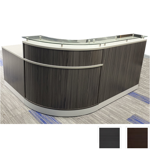 Cosmo 9' Modern Reception Desk | Full Curved Glass Countertop