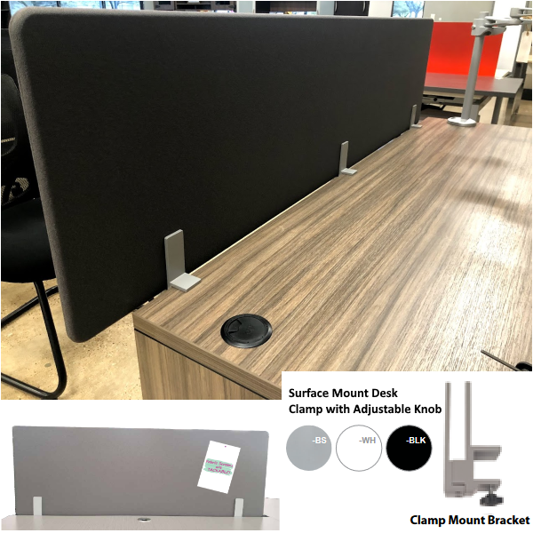 Heavy Duty 12"H Fabric Desk Divider | 6 Sizes | Choose Hardware