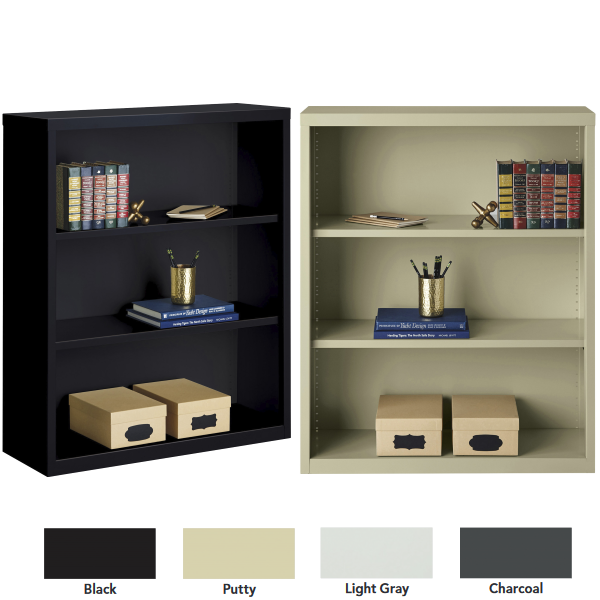 Fortress Series 3-Shelf Steel Bookcase | 4 Paint Colors