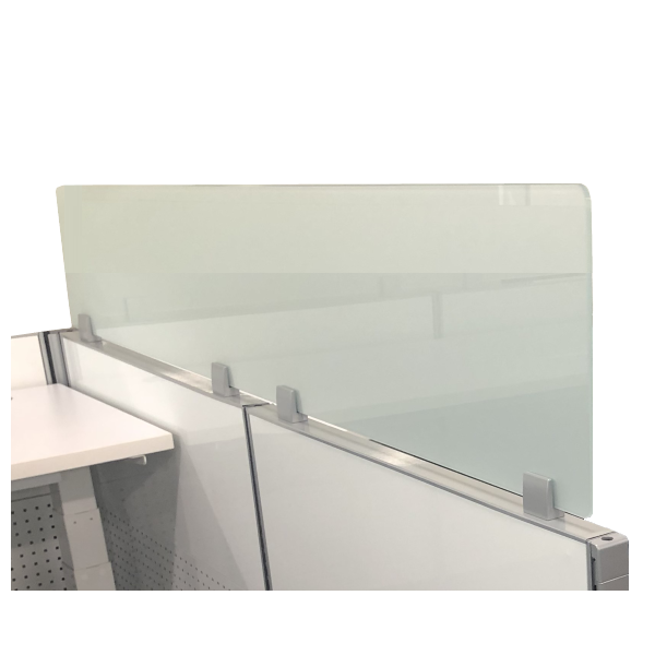Top Mount Frosted Glass Cubicle Extender | 12"H | Dry Erase