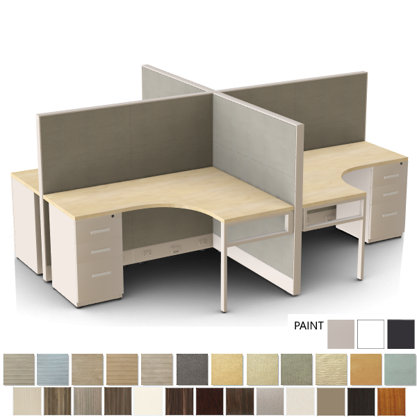 Friant Interra 120° Set of 4 Cubicles | Workstations | 53"H | 4' x 4'