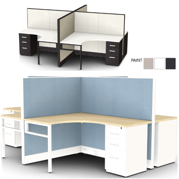 Friant Interra 120° Set of 4 Cubicles | Workstations | 53"H | 4' x 4'