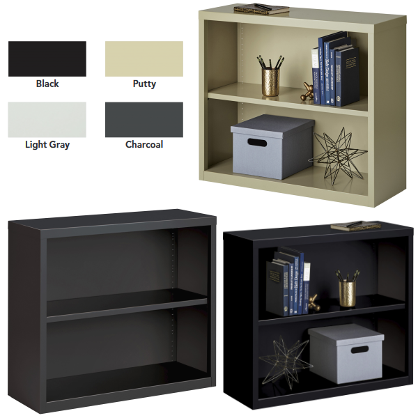 Fortress Series 2-Shelf Steel Bookcase | 4 Paint Colors