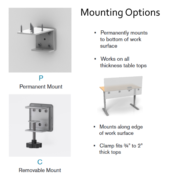 New Midtown™ Fabric Fold or Metal Trim Acoustical Desk Privacy Panel