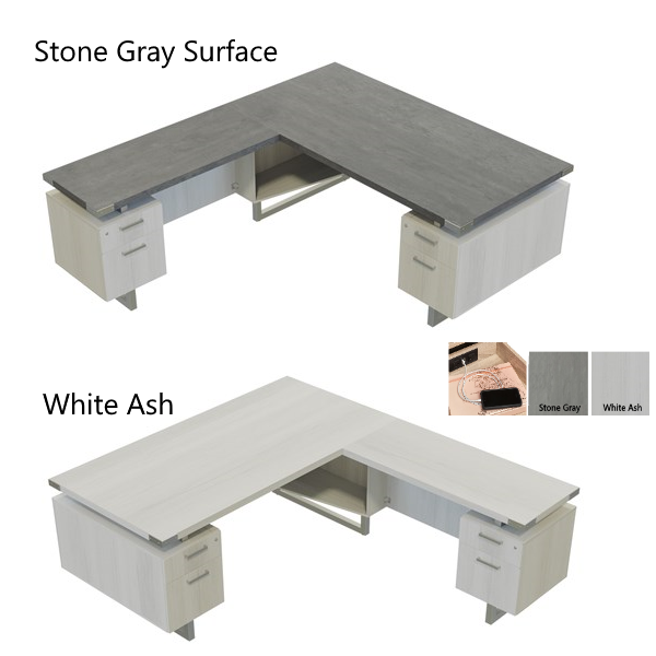 Safco Mirella Executive L-Shaped Desk | Light Accents