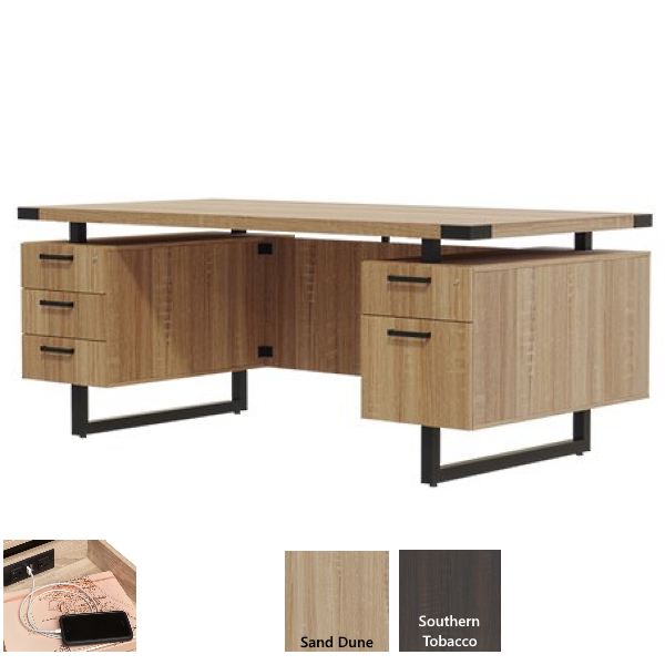 Safco Mirella Executive Desk | Dark Accents | Residential Look