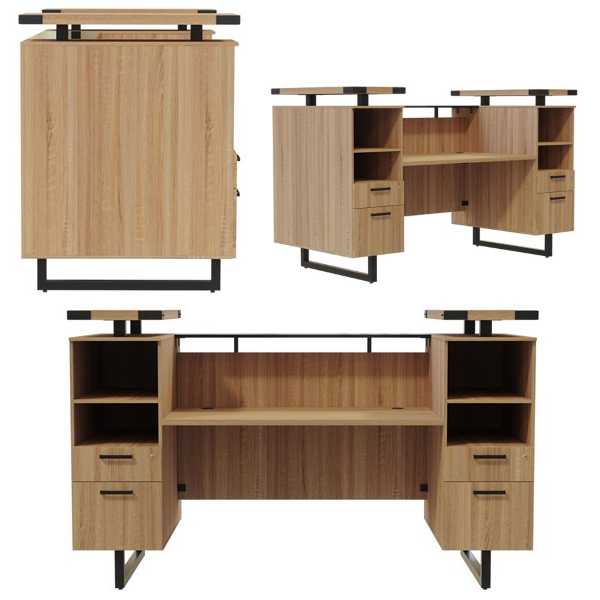 Mirella Reception Desk | Glass Top Counter | Residential Look