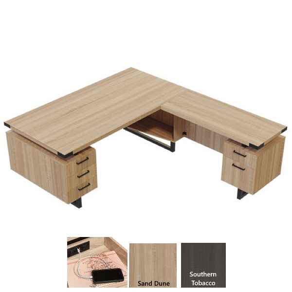 Mirella Western Executive L-Desk | Dark Accents