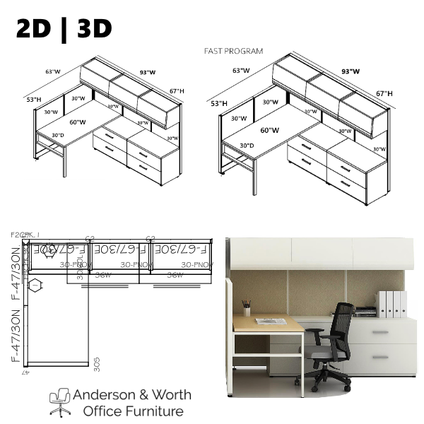 Friant Novo Accounting Cubicle | Filing & Overhead Storage Capacity