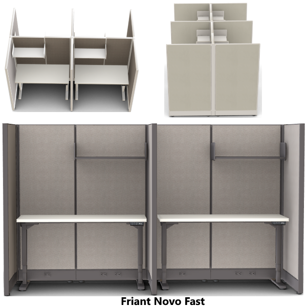 Novo Fast Sit to Stand Cubicles | 4-Pack of Workstations | Dallas Area