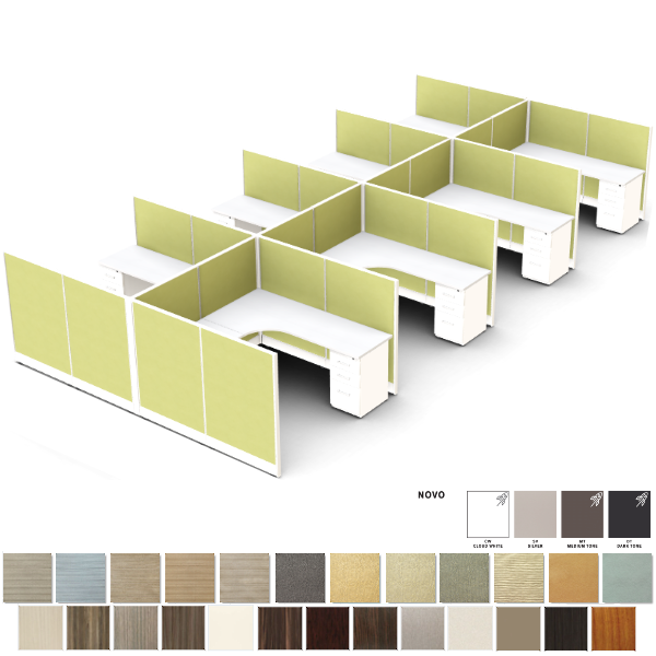 Novo Cubicle | Set of 8 Cubicles | 53" | 27 Fabrics | 19 Laminates | 4 ...
