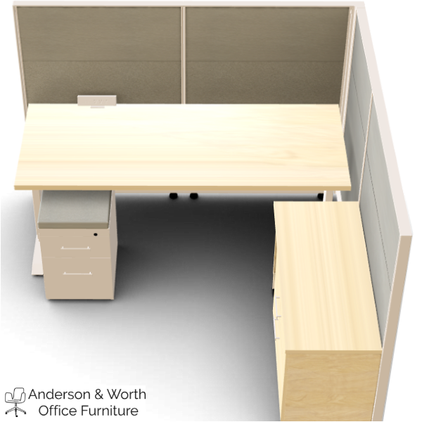 Novo Sit to Stand Cubicle | Height Adjustable Desk | Low File Bench