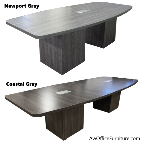 8' Cubed Base Boat Shaped Conference Table