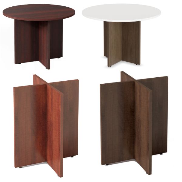 PL Two Tone Round Table | Choose Top + X-Base | 10 Colors