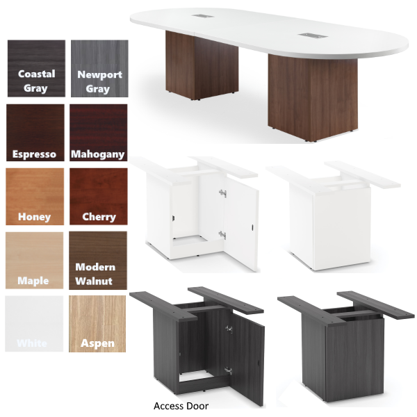 PL 20' Oval Shaped Conference Table | 4 Cubed Door Bases