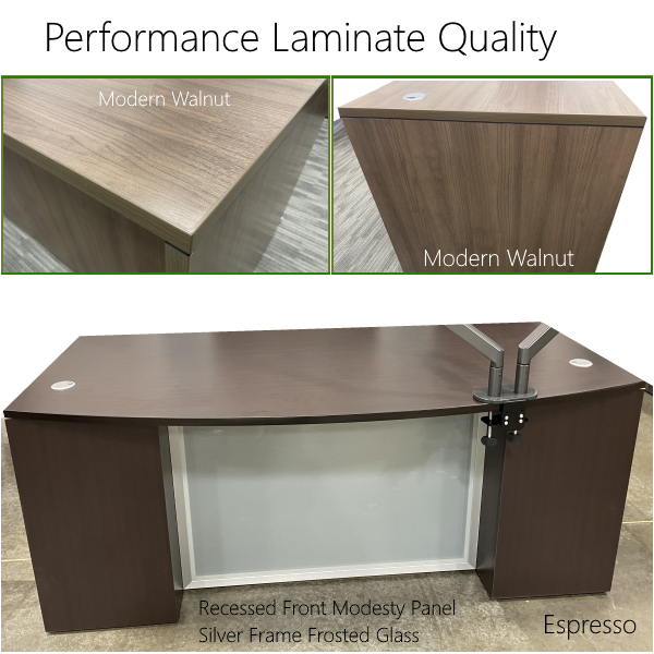 PL 90° Executive Bow Step Glass Front U-Shaped Desk