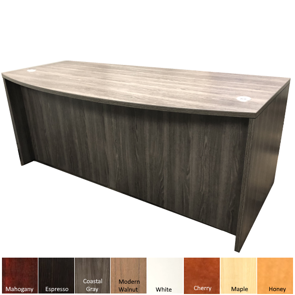 PL Bow Front Shaped Executive Desk & Credenza Set