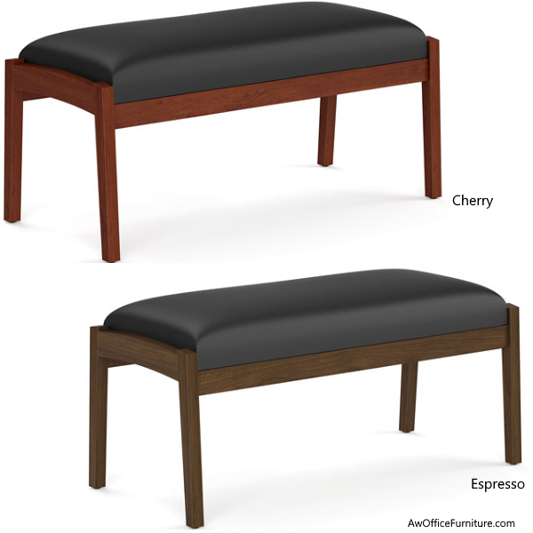 Reception Bench Seat | Black Leather | Steel Frame | 500 Lbs.