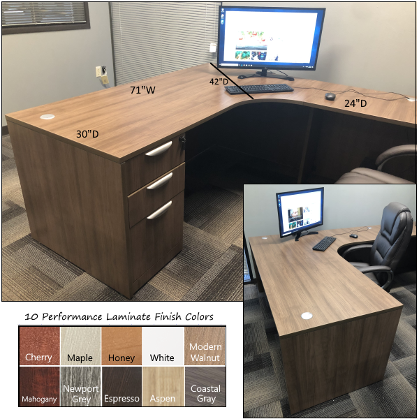 PL Interior Curve Single Pedestal Executive L-Shaped Desk
