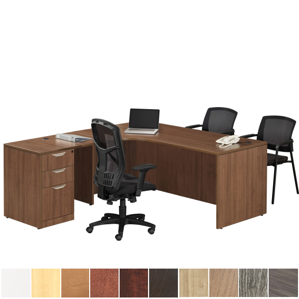 PL Interior Curve Single Pedestal Executive L-Shaped Desk