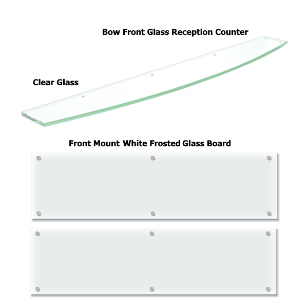 PL White Dual Glass Panel Reception L-Desk | 10 Colors