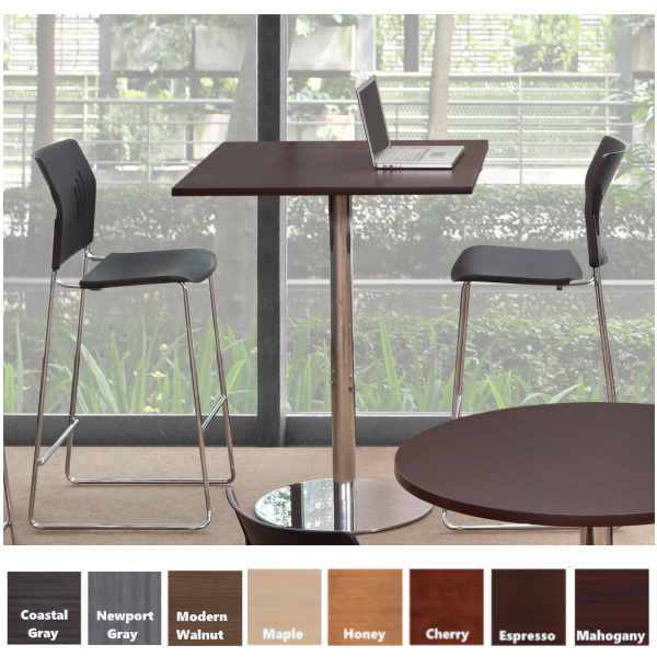 PL Platform Base Square Cafe Height Table with Round Base - Dallas TX