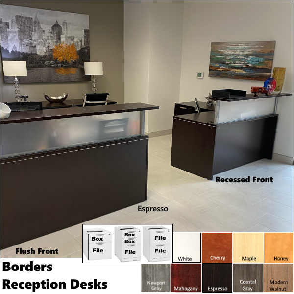 Borders Rectangular Reception Desk | 60"W | 66"W x 30"D - Anderson ...