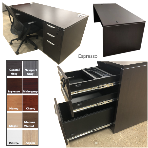 PL Step Front Executive Desk | Front Laminate Modesty Panel