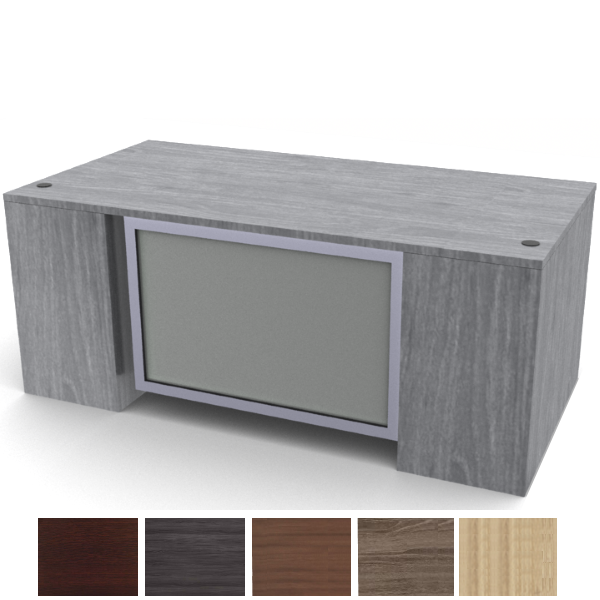 PL Step Front Executive Desk | Front Glass Modesty Panel