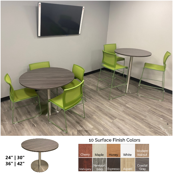 PLT Round Bar Table | Round Aluminum Base | 36" | 42"