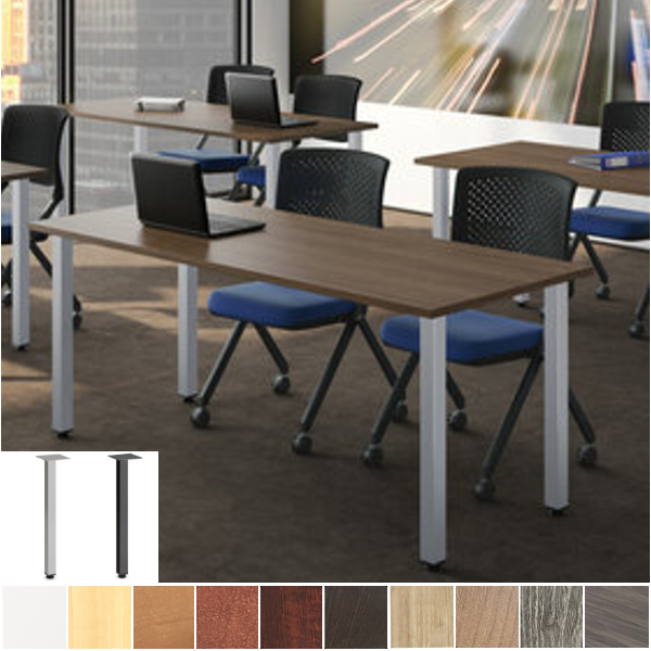 PLT Square Post Leg Training Table | Fixed Leg | 30"D | 4 Sizes