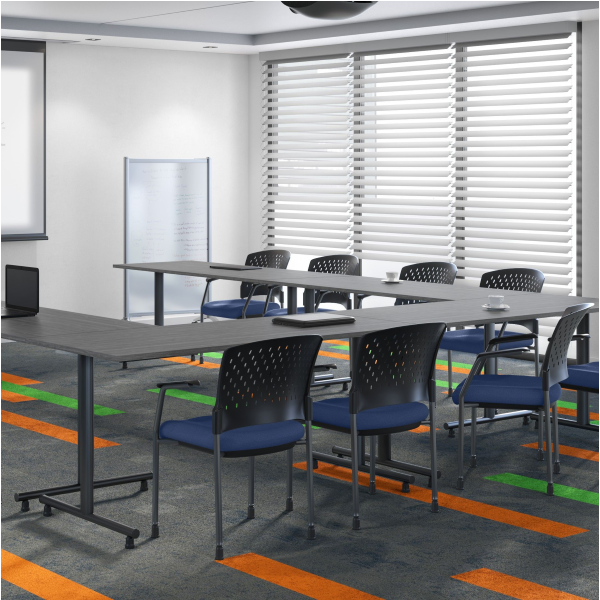 PLT T-Leg Office Table | Mobile or Fixed Leg Base | 10 Colors