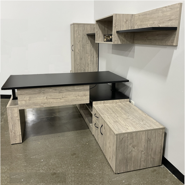 Deskmakers Ascend Standing Height Adjustable L-Desk Set