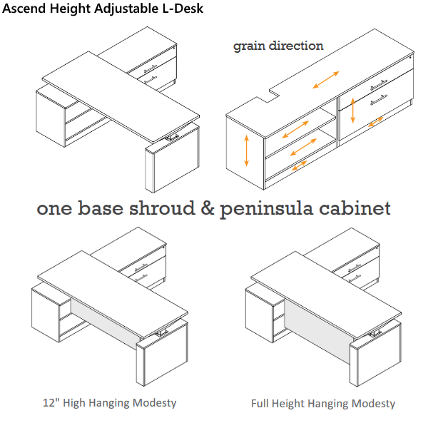 Deskmakers Ascend Standing Height Adjustable L-Desk Set