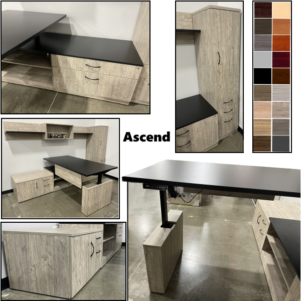 Deskmakers Ascend Standing Height Adjustable L-Desk Set