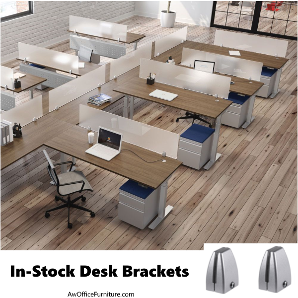 Flush Mount Steel Desk Brackets | Set of Two