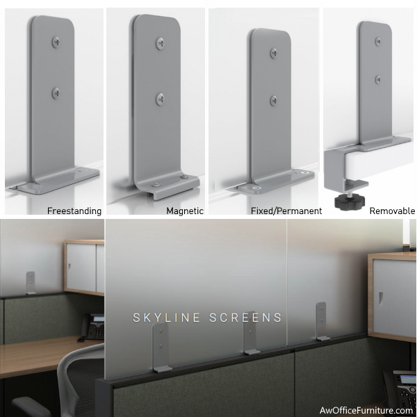 Enwork Skyline Cubicle Topper Plexiglass Screen | Magnetic Mount | 24"H