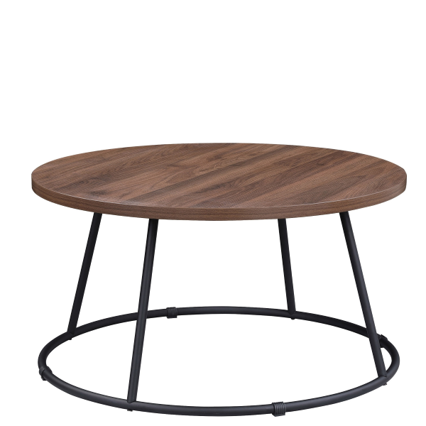 Walnut Round Coffee Table | Occasional Table | Black Base