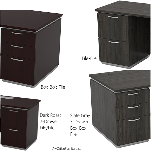 Tuxedo Modern Glass Front Double Pedestal Desk | 66"W | 2 Colors